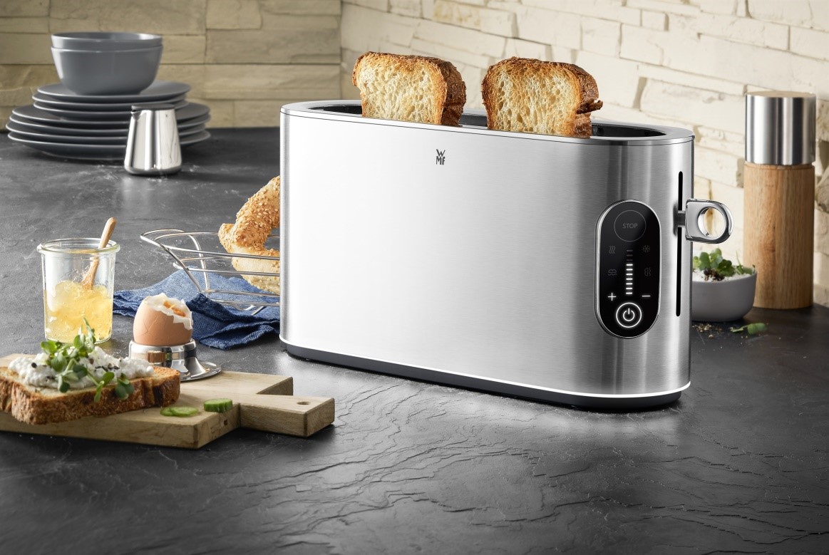 Eleganter Langschlitz-Toaster mit 10 variablen Bräunungsstufen